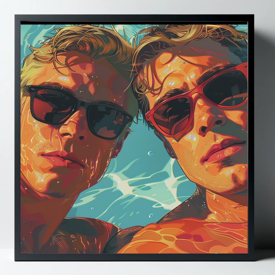 LGBT Pop Art Square Matte Canvas Print - Sun-drenched Illustration of ...