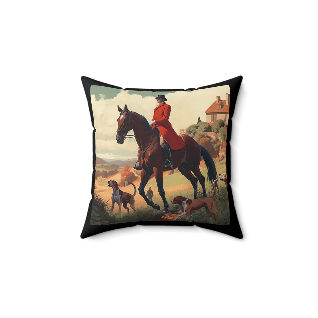 Fox Hunting Accent Pillow - Traditional English Manor House Decor ...