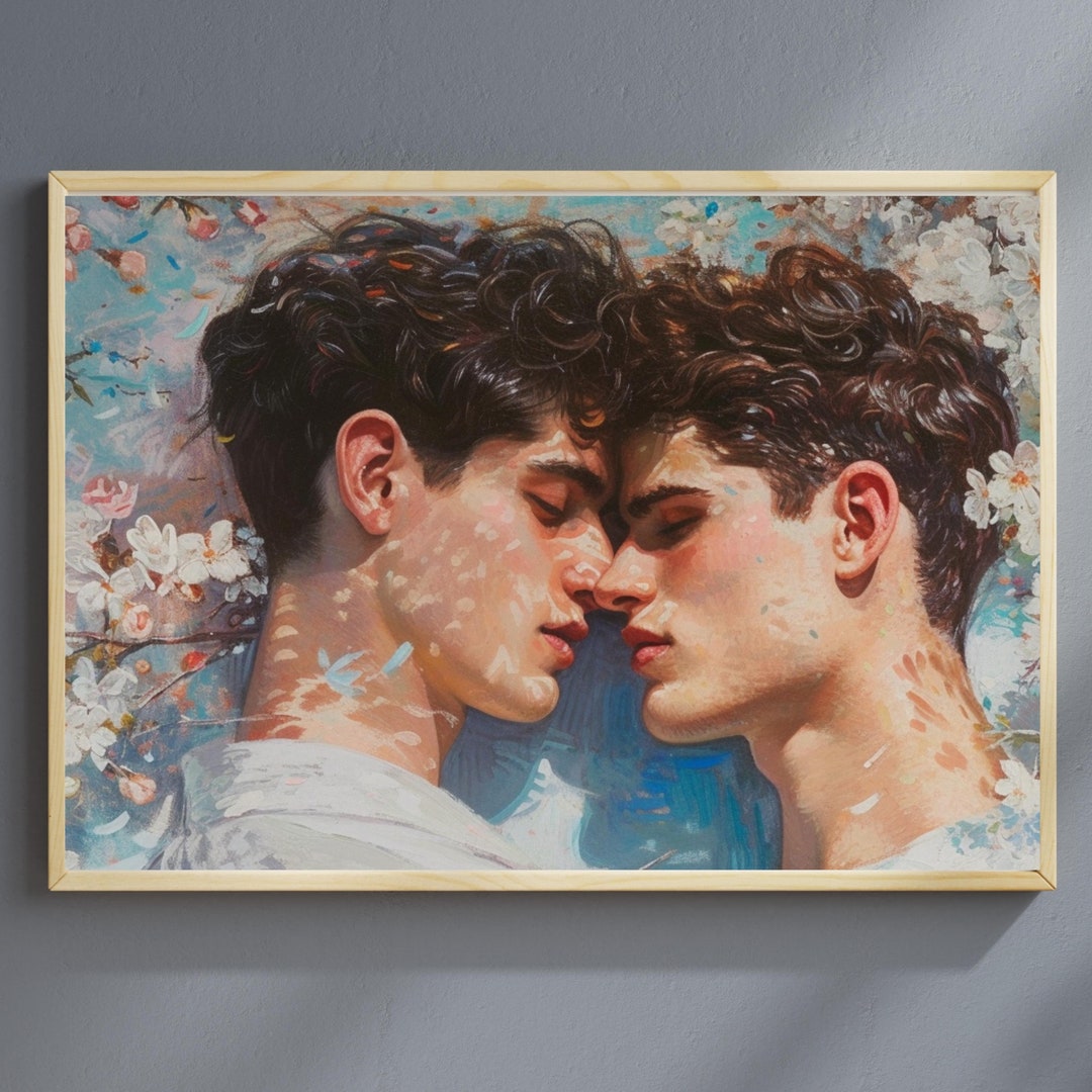 LGBT Art Print - Romantic Gay Contemporary Portrait - "spring Shadows ...