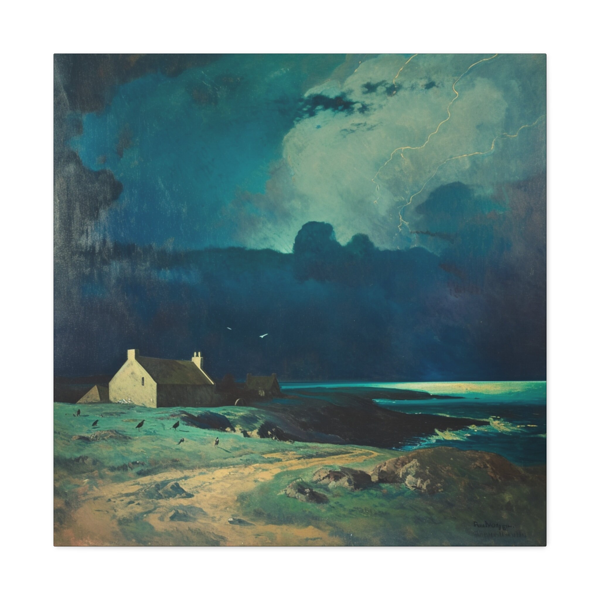 Scottish Croft Art Print the Croft Square Canvas Gallery Wrap Scottish ...