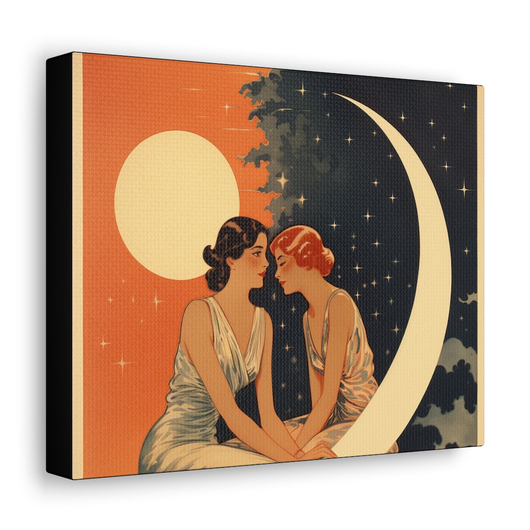 1920s Style Lesbian Art Print Sapphic Themed Canvas Gallery Wraps LGBTQ ...