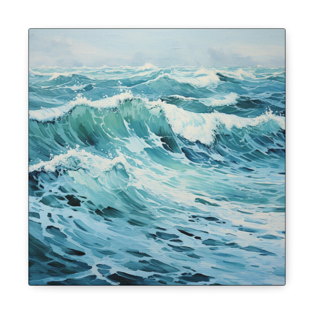 Seascape Art Print - Winter Gale Square Canvas Gallery Wrap - German ...