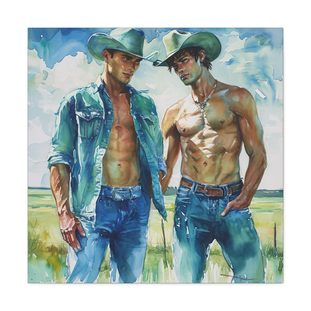 Two Cowboys Art Print your Horse or Mine Square Canvas Gallery Wraps ...
