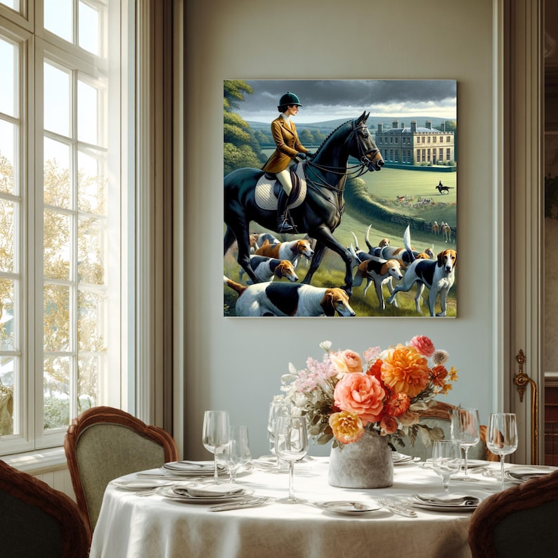 Lady Fox Hunting Wall Art - "the Green Vale" Equestrian Themed Canvas ...