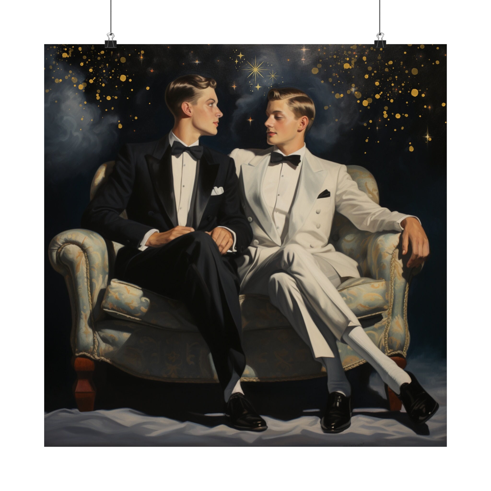 Retro Gay Art Print Seeing Stars Matte Square Poster Lgbtq Wall Art