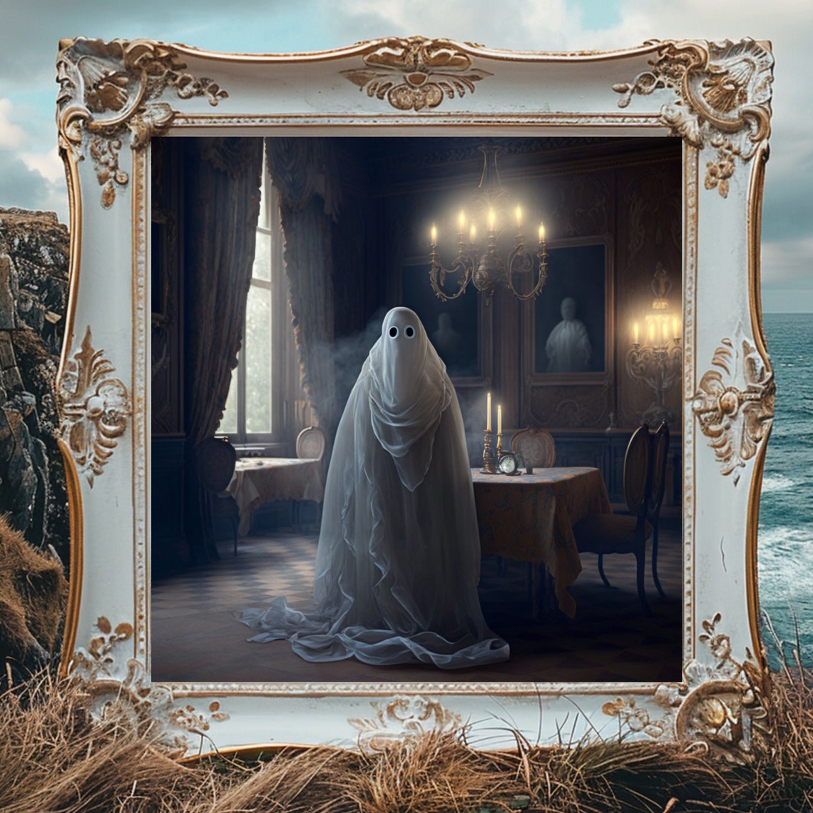 Ghost in the Parlor Art Print - Apparition for a Rainy Afternoon Square ...