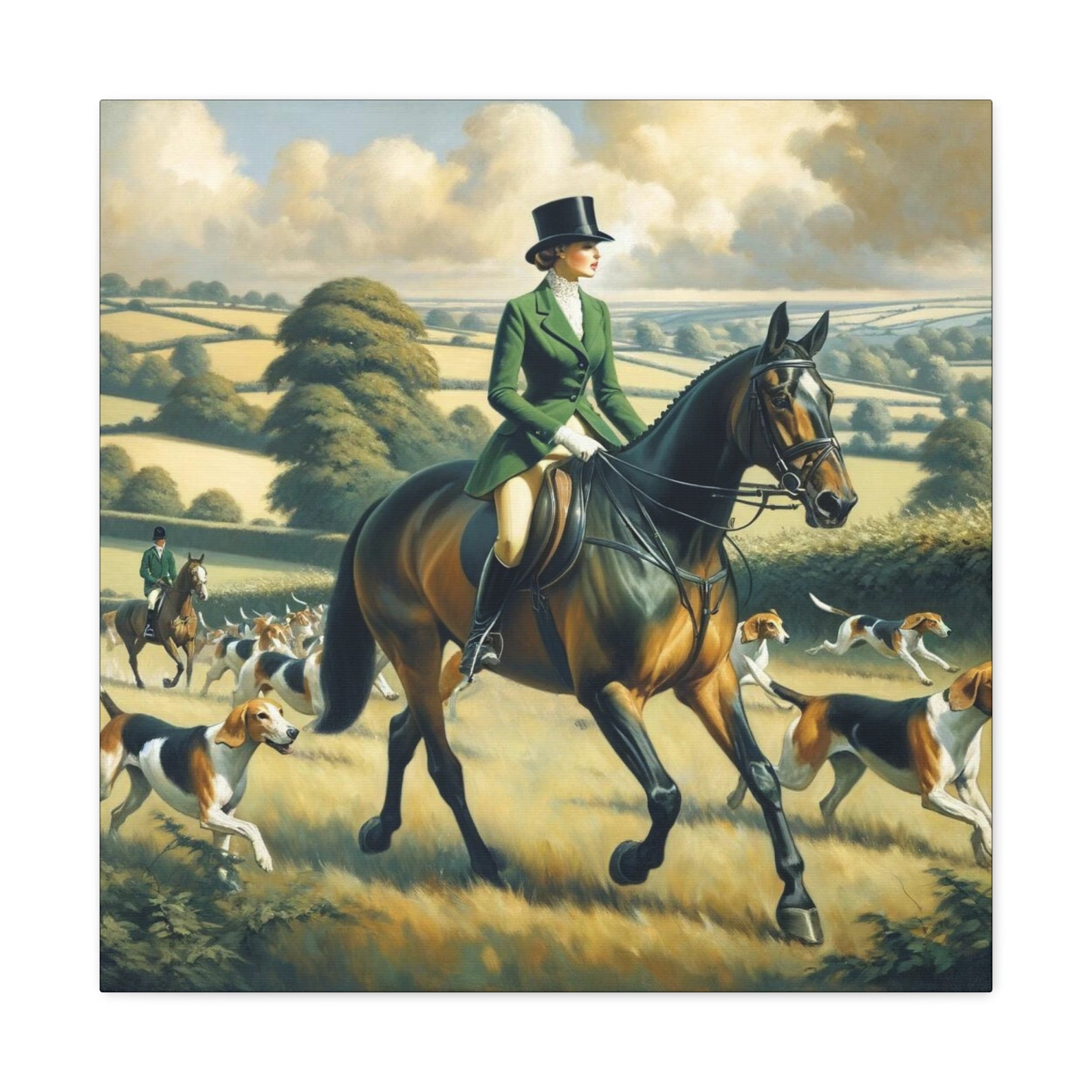 Vintage Style Lady Fox Hunter - "from the Chase to the View" Square ...
