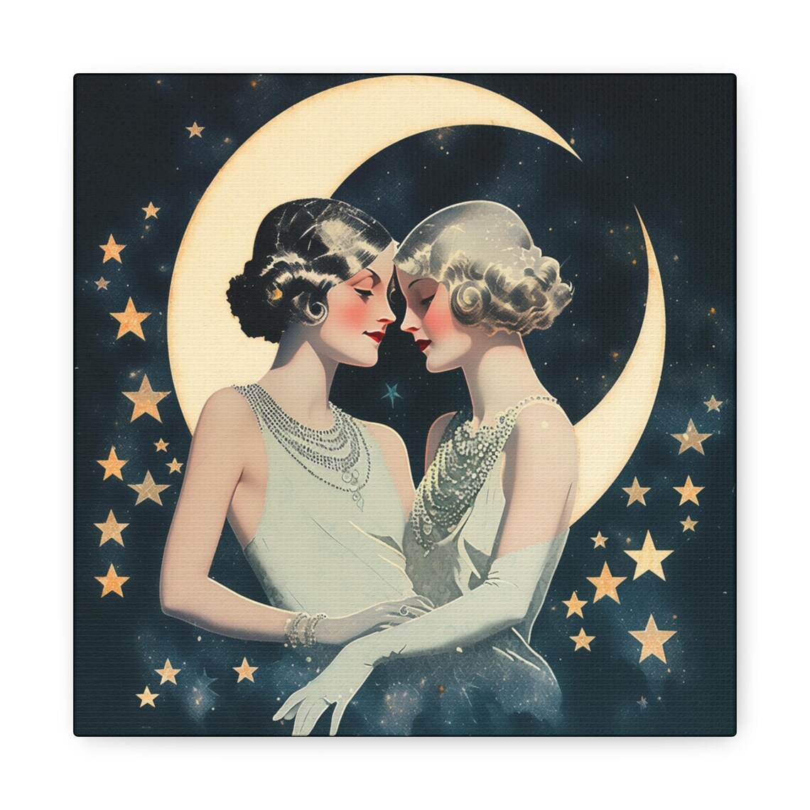 Retro Style Lesbian Art - "paper Moons and Tinfoil Stars" Square Canvas ...