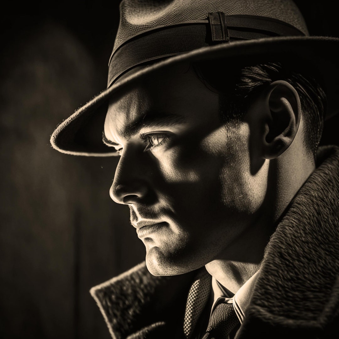 Retro Detective Wall Art - 1940s Style Square Canvas Print - Film Noir ...