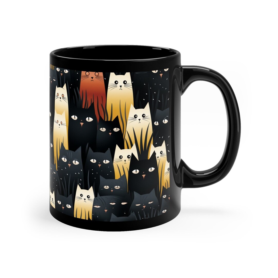 Quirky Cat Mug - Pop Art Cats and More Cats Ceramic Mug 11oz - Gorey ...