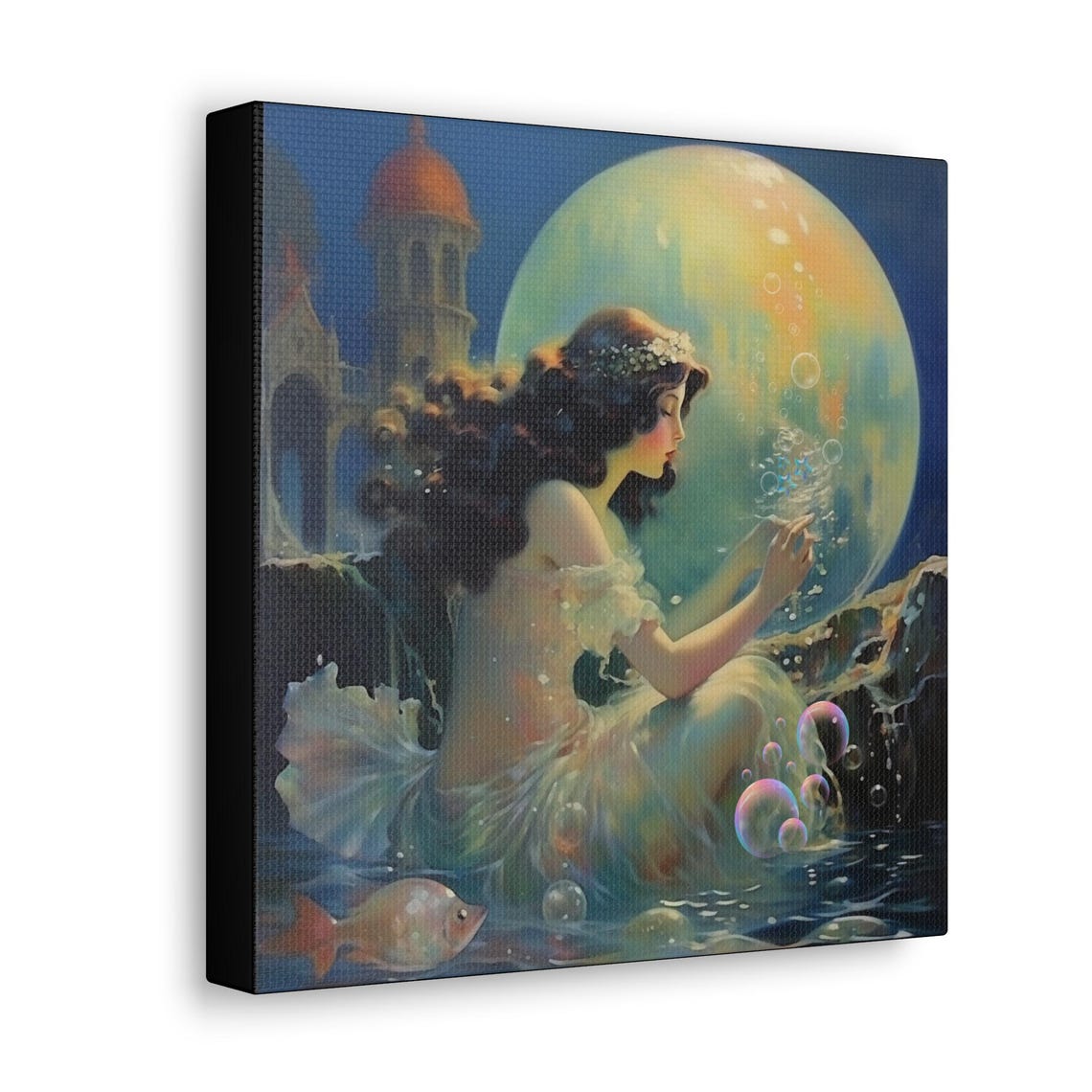 Nymph Art Print - "in This Fishbowl I Call Home" Square Canvas - Retro ...