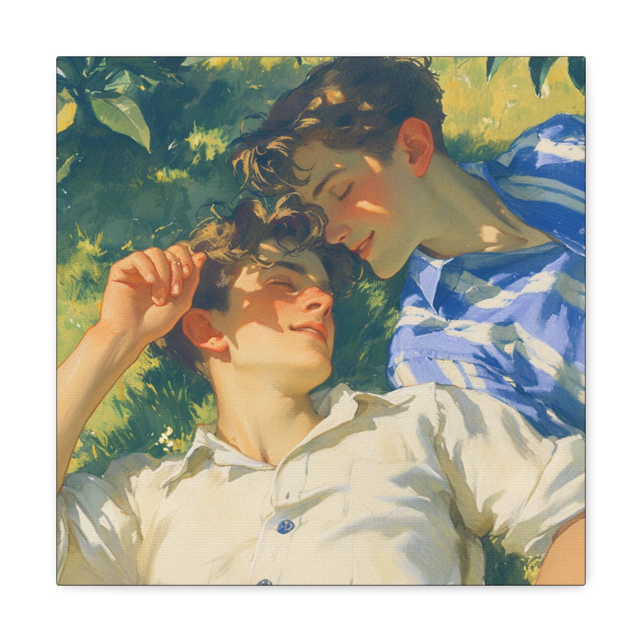 Gay Art Print sunshine Square Canvas Gallery Wrap Original Gay Male Art ...