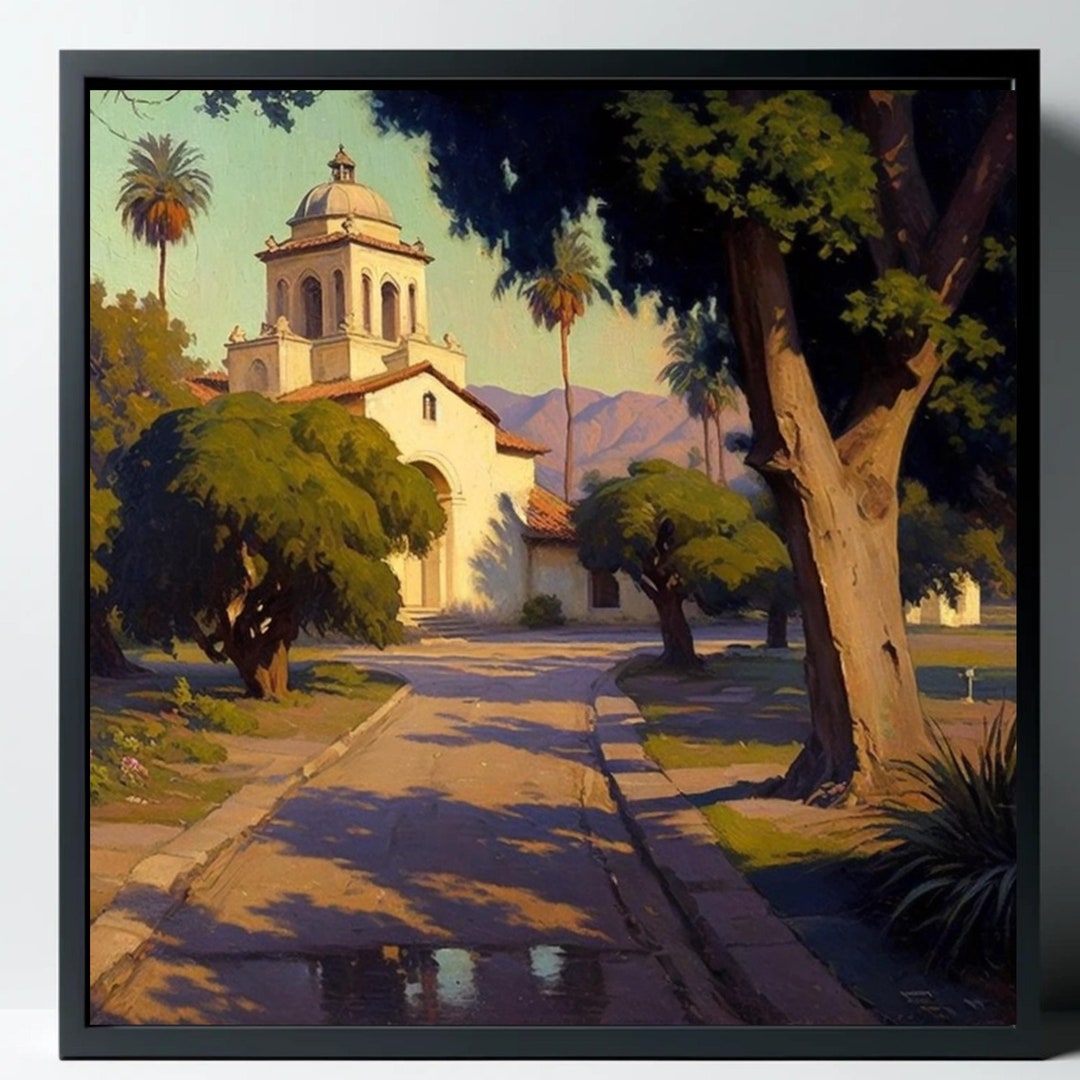 Vintage Style California Mission Wall Hanging - Square Canvas Print ...
