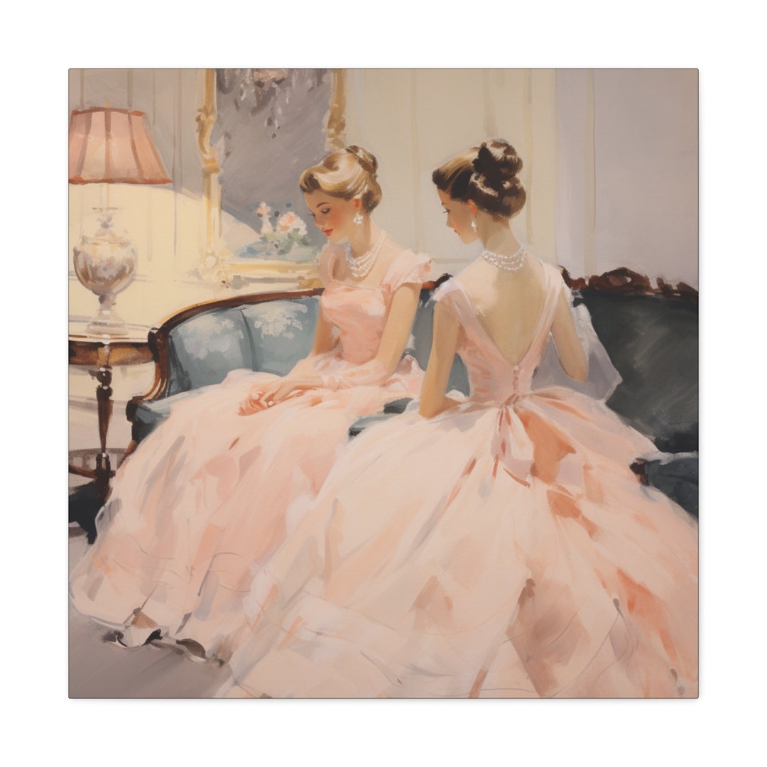 Two Girls Art Print pretty Young Things Square Canvas Gallery Wrap ...