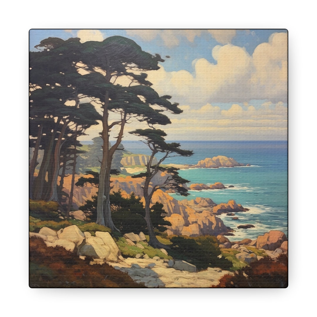 Vintage Monterey Seascape Art Print - Monterey Bay Canvas Gallery Wrap ...