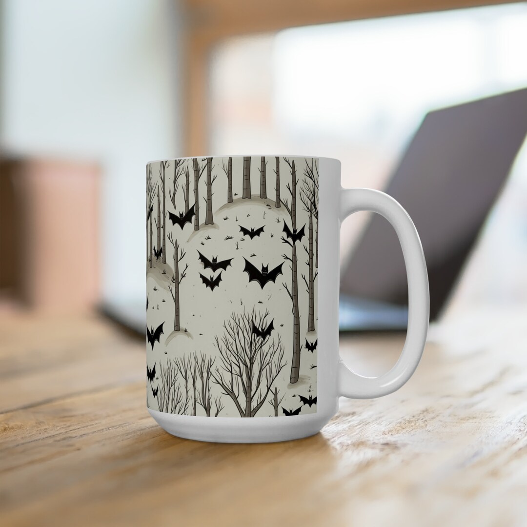 Bats Coffee Cup - Bats in Winter Mug - Cute and Quirky Large White ...