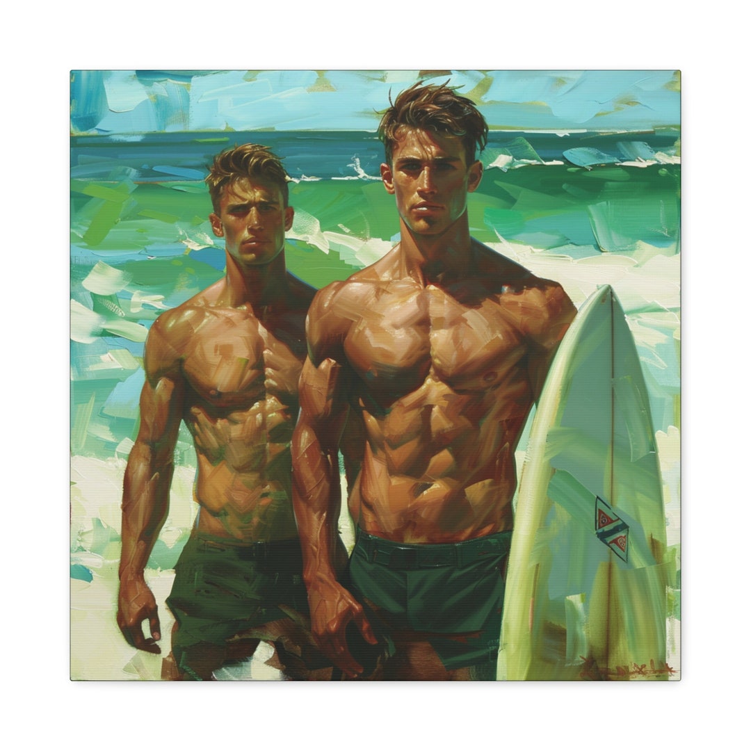Handsome Surfer Guys Art Print surf Kings Square Canvas Gallery Wrap ...
