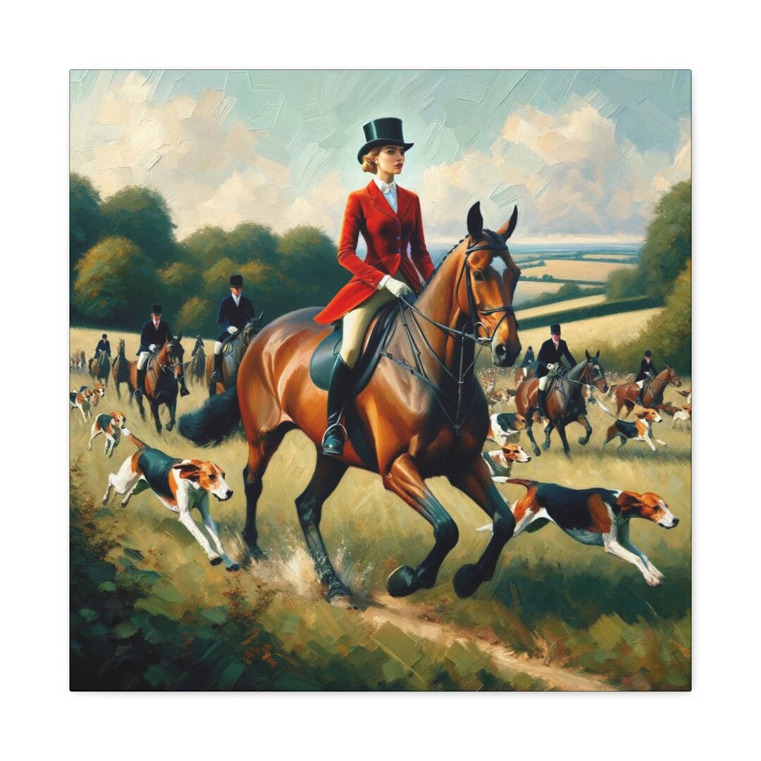 Riding to Hounds Art Print - "the Huntress" Square Canvas Gallery Wrap ...