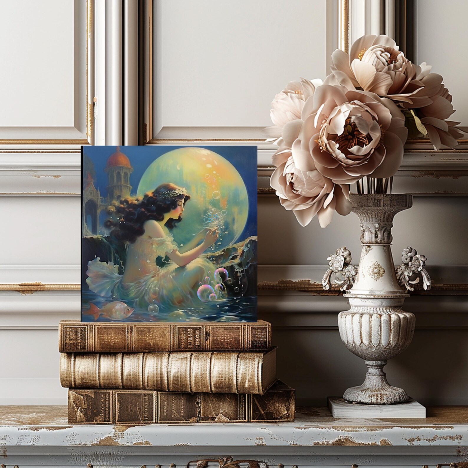 Nymph Art Print - "in This Fishbowl I Call Home" Square Canvas - Retro ...