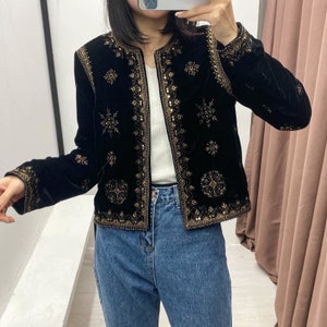 Vintage Velvet Handmade Jacket Embroidery Autumn Winter Velvet Jackets ...