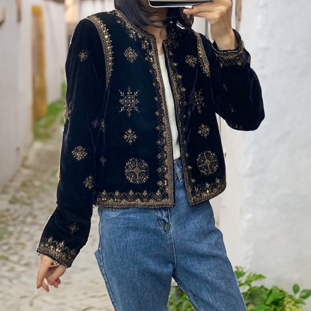 Vintage Velvet Handmade Jacket Embroidery Autumn Winter Velvet Jackets ...