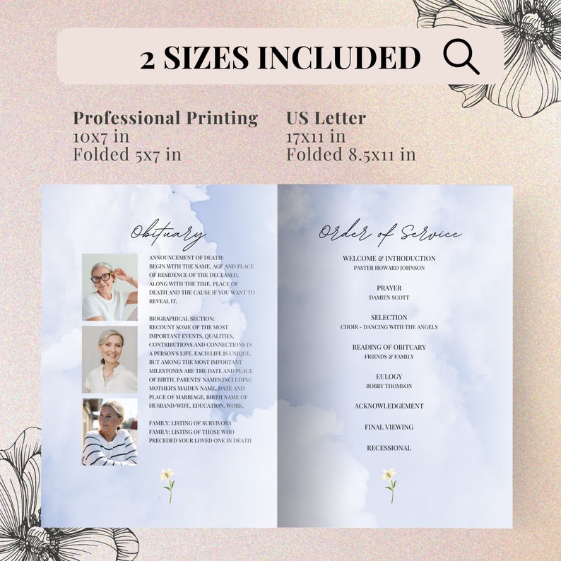 Funeral Program, Funeral Template for Women, Celebration of Life ...