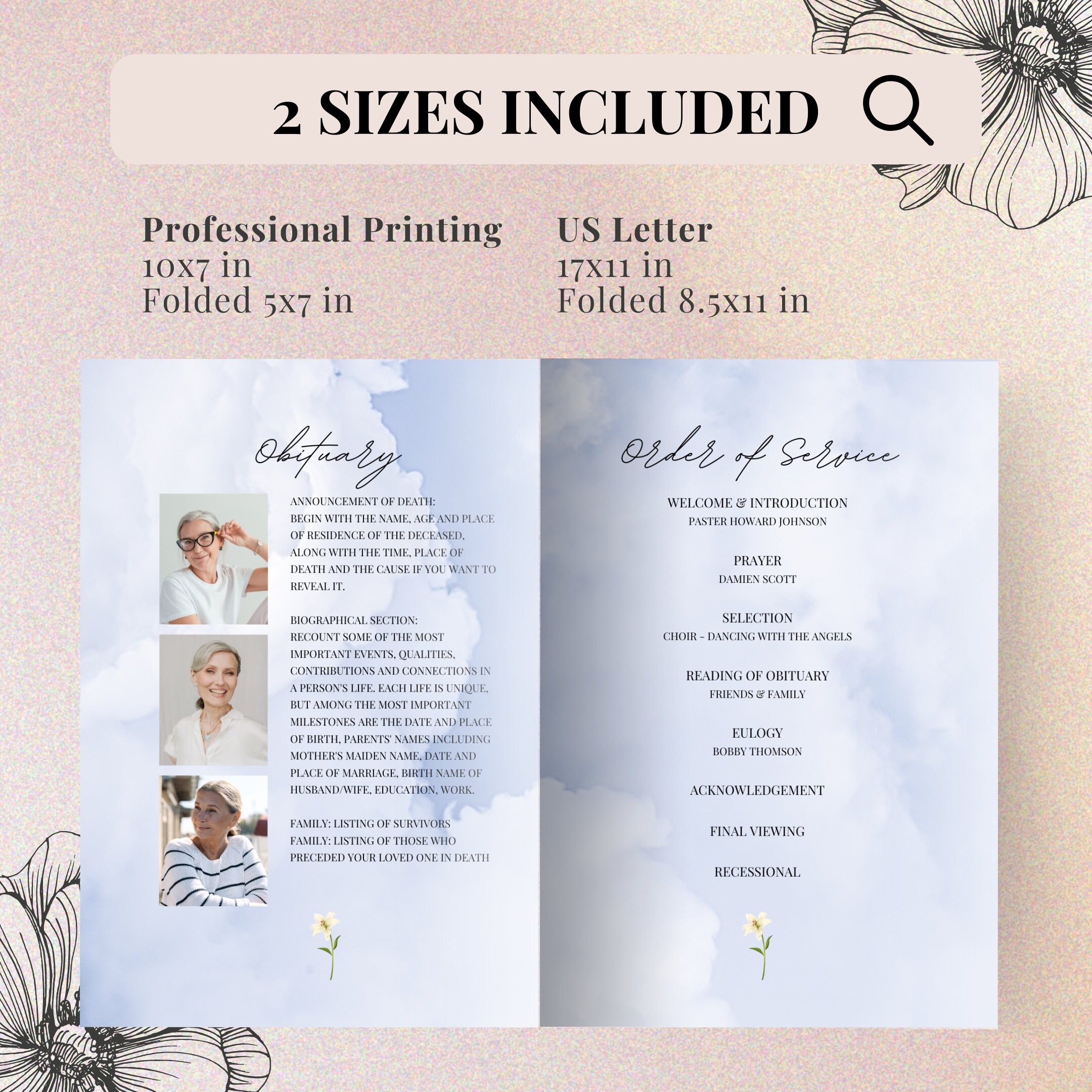 Funeral Program, Funeral Template for Women, Celebration of Life ...