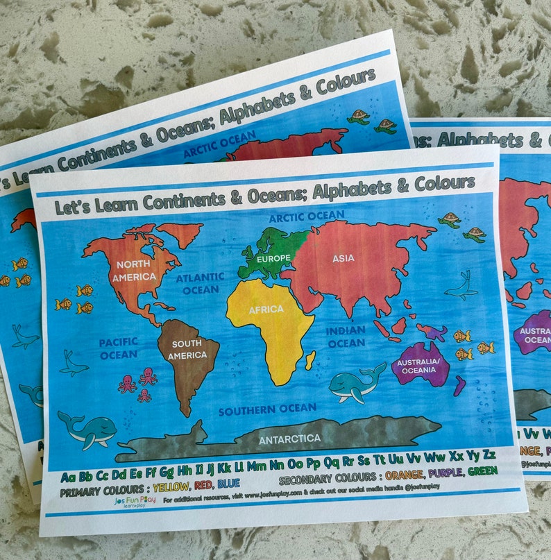 Learn Continents and Oceans; Alphabets and Colors - Preschool ...