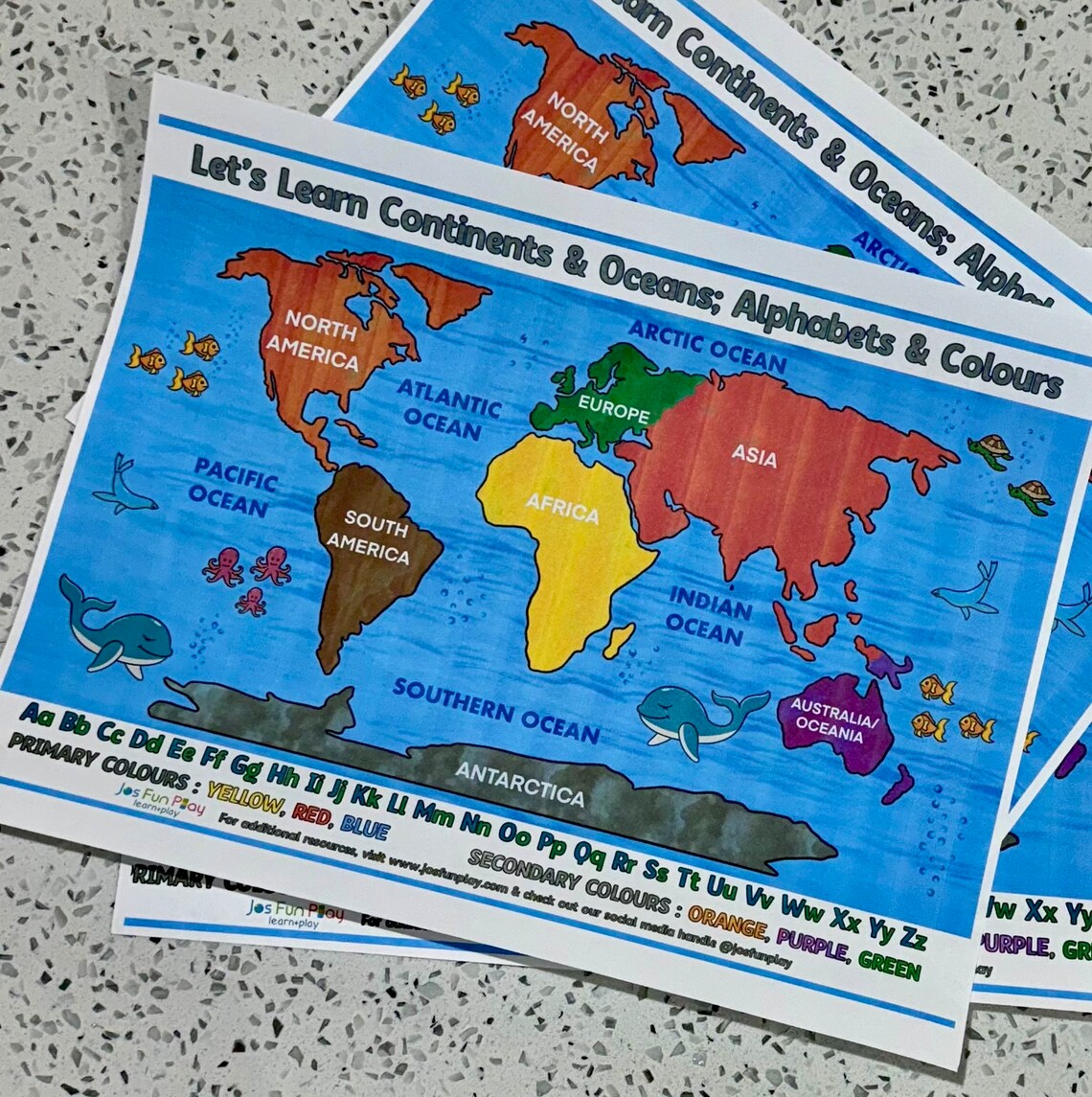 Learn Continents and Oceans; Alphabets and Colors - Preschool ...