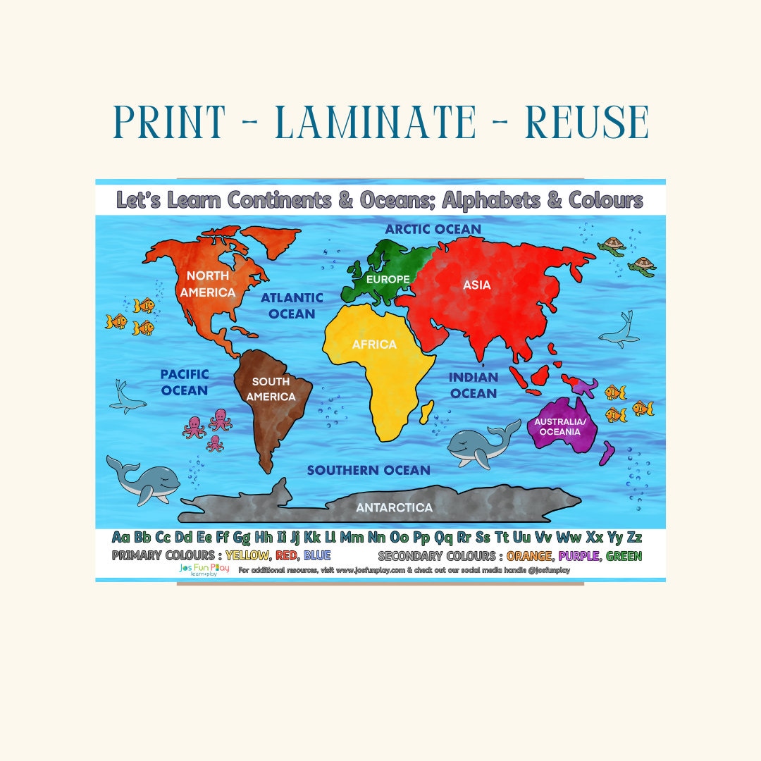Learn Continents and Oceans; Alphabets and Colors - Preschool ...