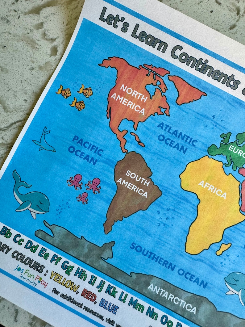 Learn Continents and Oceans; Alphabets and Colors - Preschool ...