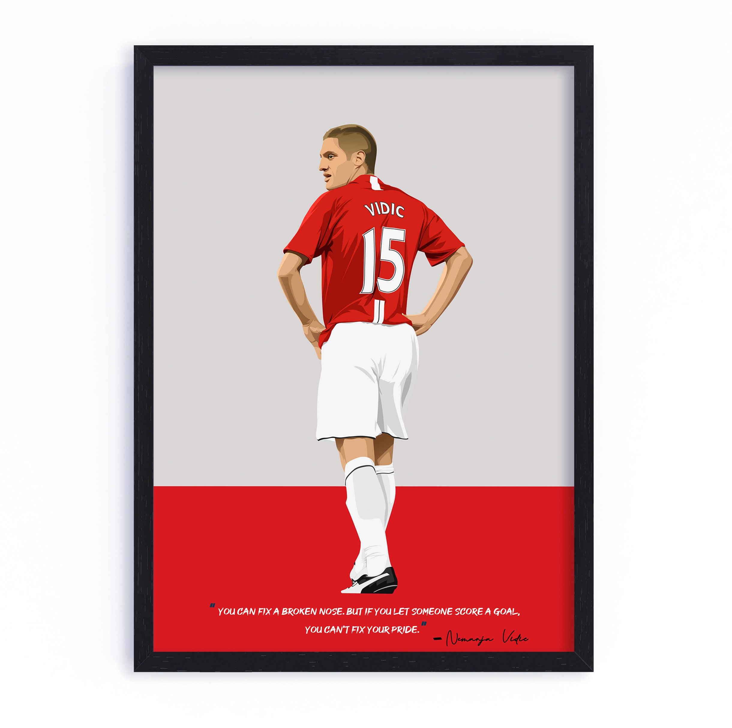 Manchester United Poster - Nemanja Vidic: "defensive Rock" Art Print ...