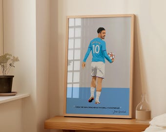 Jack Grealish Poster Digital Download Art Manchester City Coloured ...