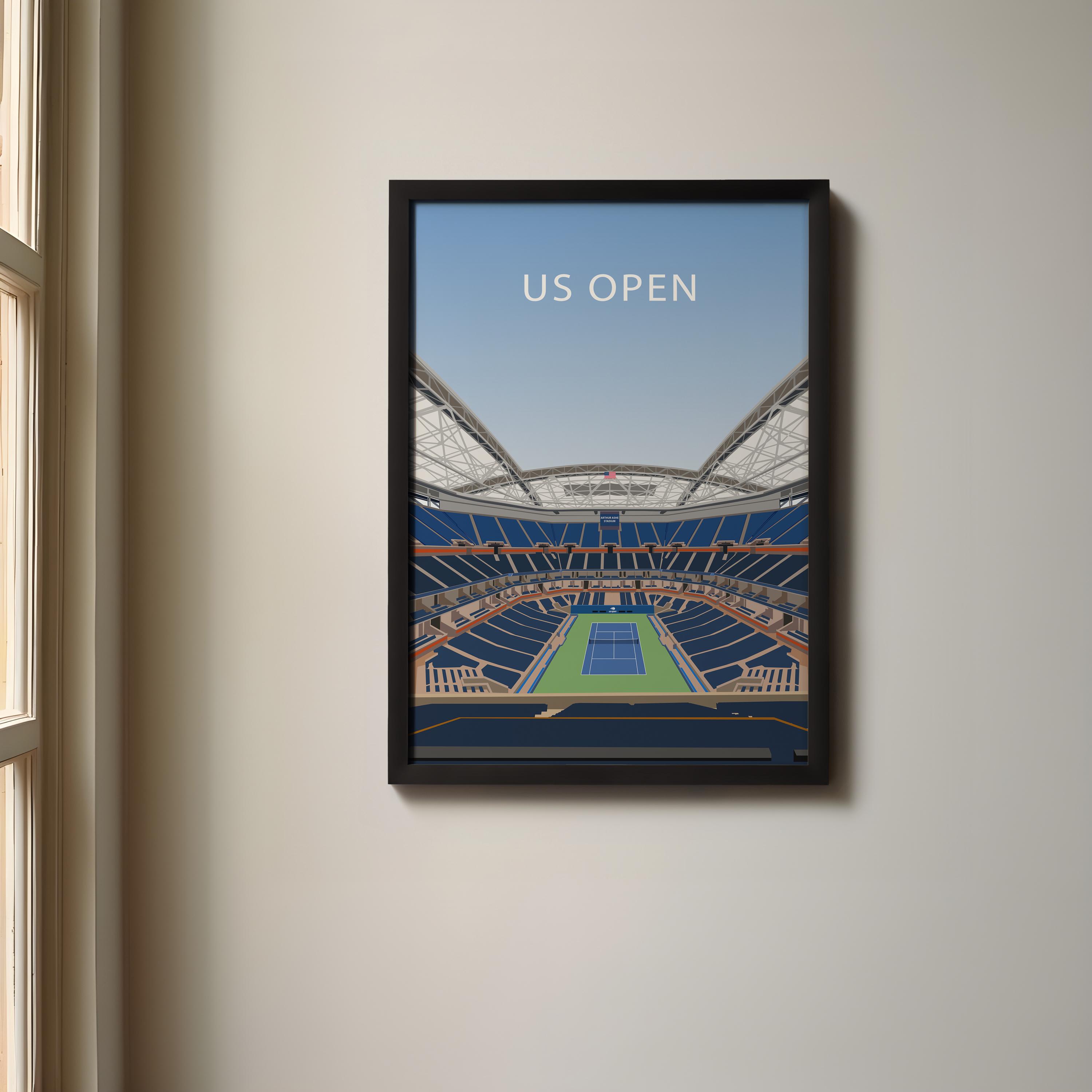US Open Tennis Stadium Art Print - Arthur Ashe Arena Poster - Grand ...
