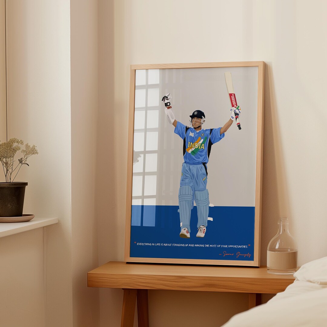 Sourav Ganguly Cricket Poster - Indian Cricket Team - Cricket Prints - Etsy