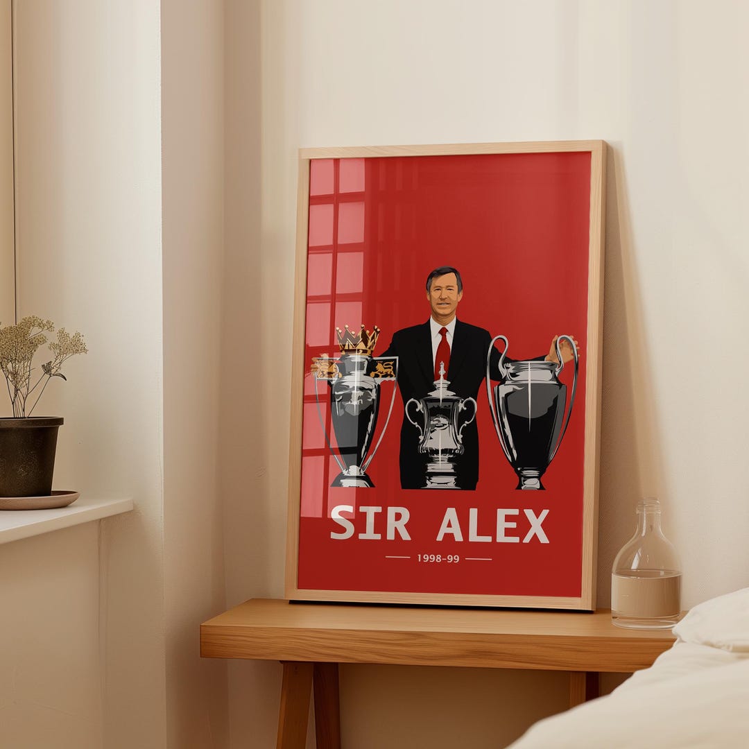 Sir Alex Ferguson Treble 1999 Poster | Manchester United Legend - Etsy