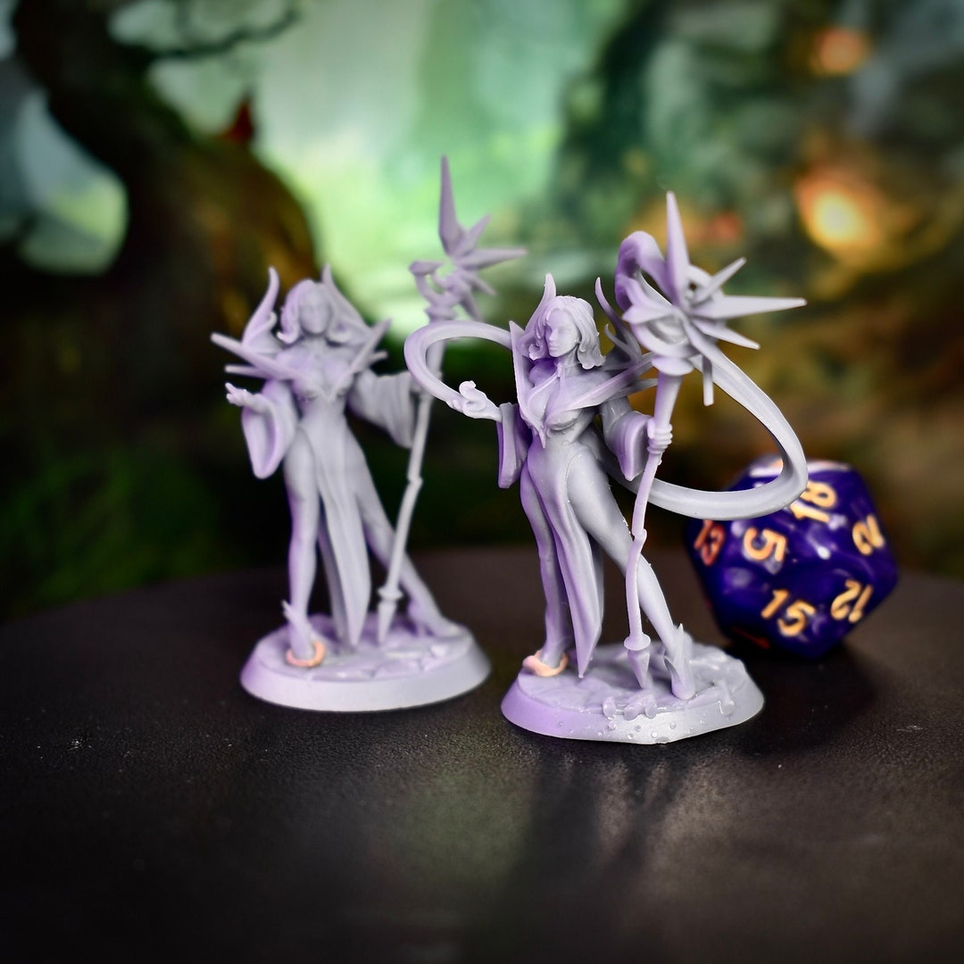 Human Female Wizard Mage Dnd Enemy Miniature for Painting - Etsy