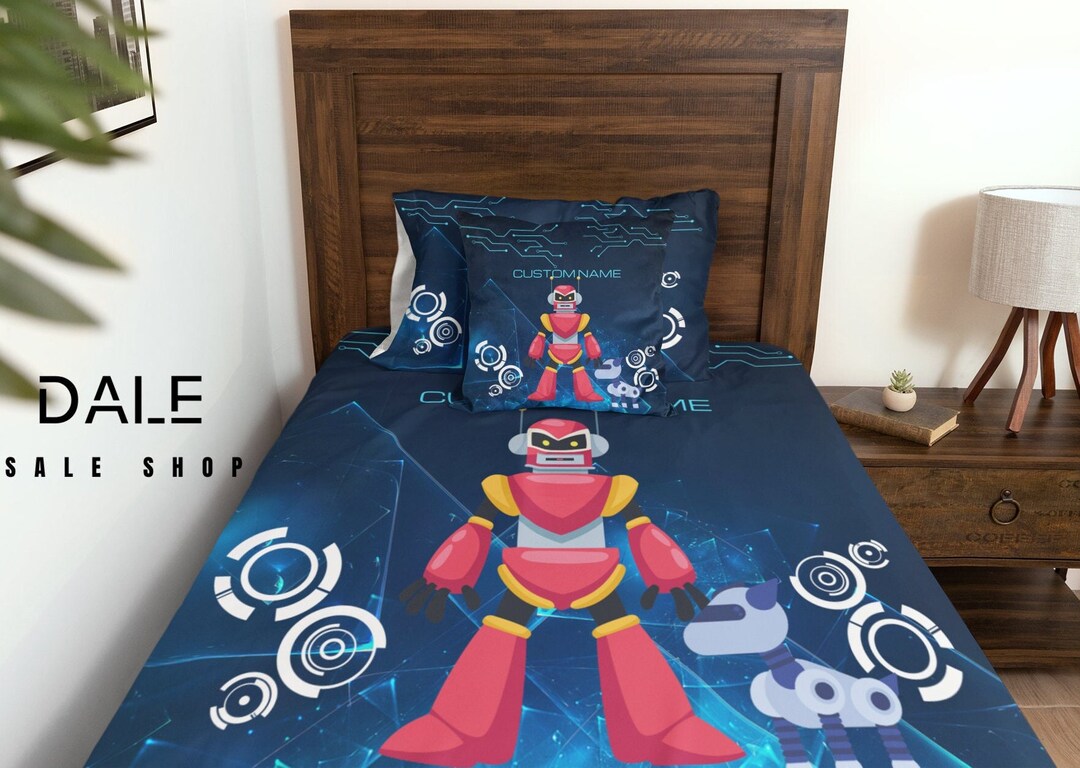 Robot, Boy Comforter Set, Duvet Cover Robot, Pillow and Duvet, Robotic ...