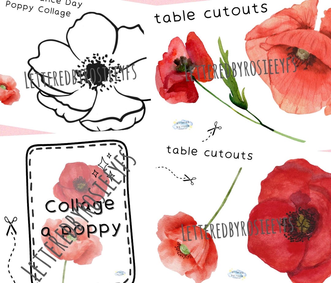 Remembrance Day Poppy Collage Digital Download EYFS Reception - Etsy