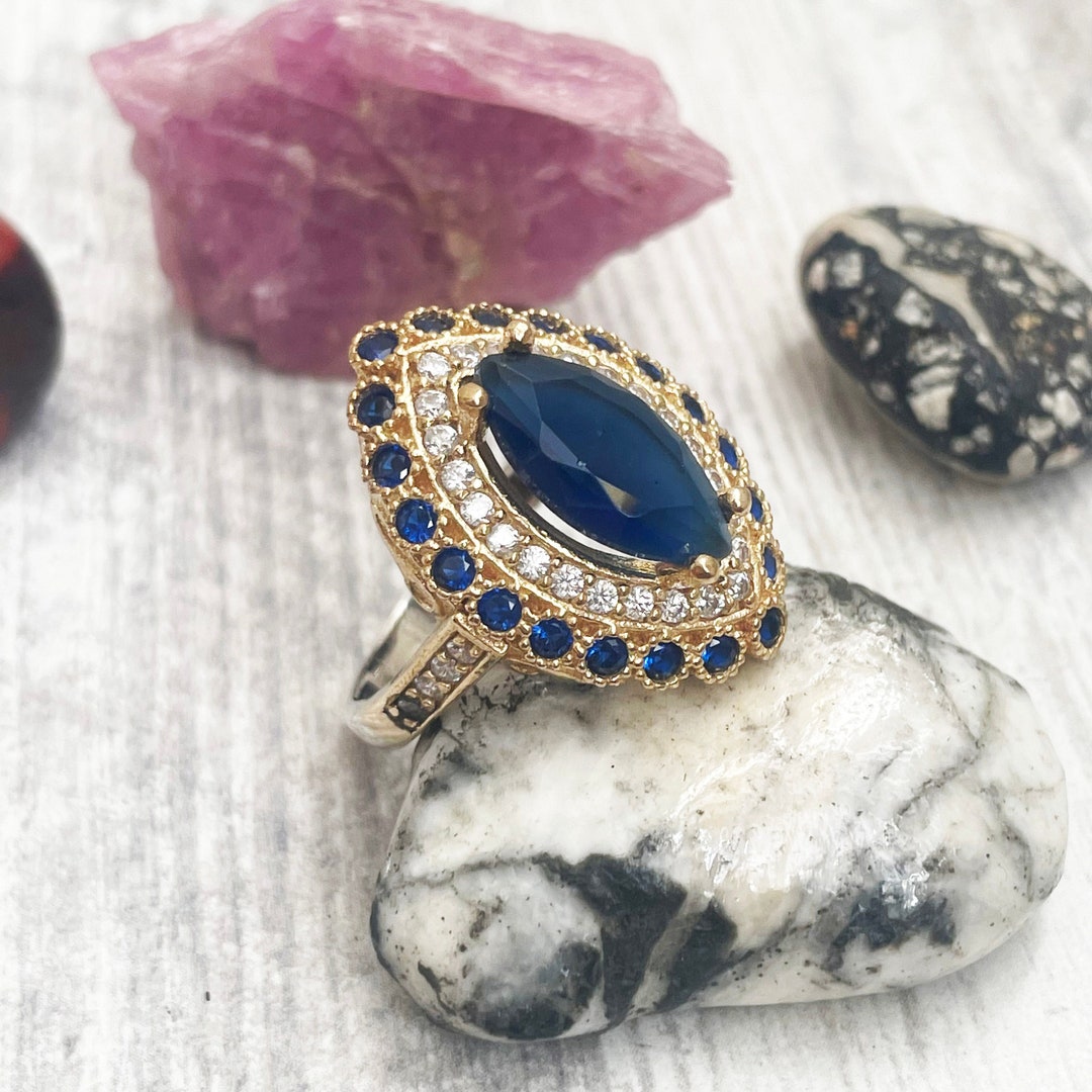 Turkish Handmade, Women Ring, Sappire Cz Stone, Gift for Her, Ottoman ...