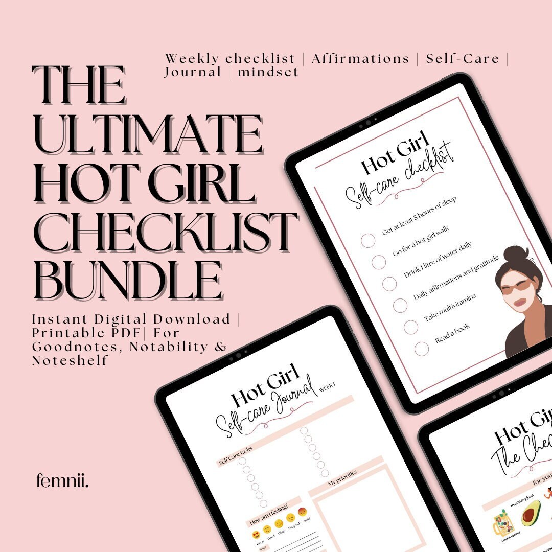 Planner Self-care Checklist Bundle Weekly ,monthly Goodnotes iPad ...