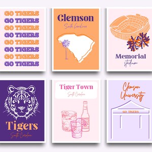 Clemson University Digital Prints SET OF 6, Cute Designs - Etsy