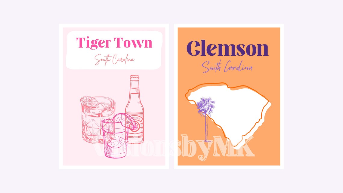 Clemson University Digital Prints SET OF 6 Cute Designs - Etsy