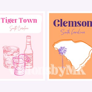 Clemson University Digital Prints SET OF 6, Cute Designs - Etsy