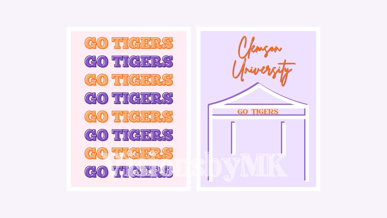 Clemson University Digital Prints SET OF 6 Cute Designs - Etsy