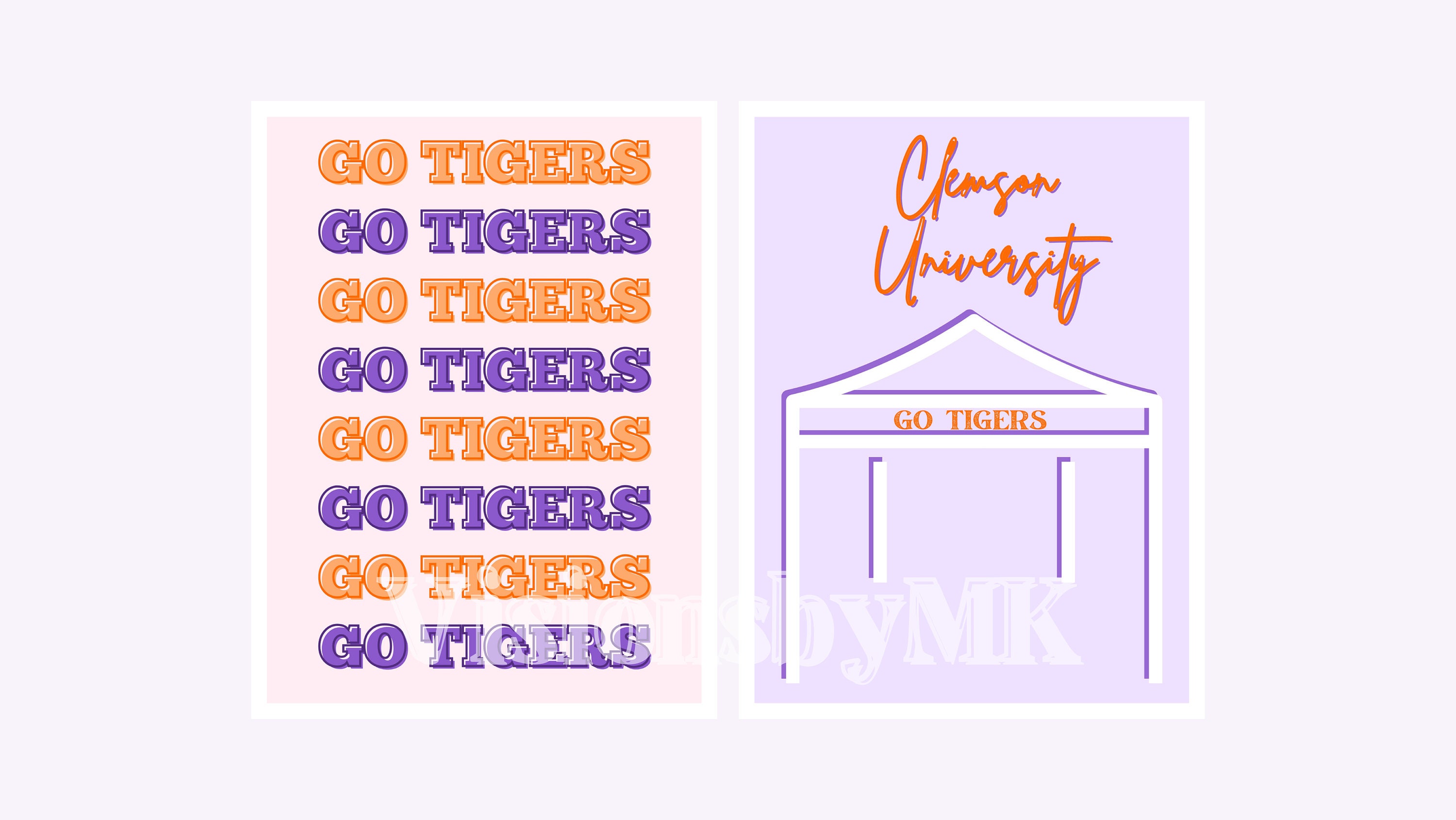 Clemson University Digital Prints SET OF 6, Cute Designs - Etsy