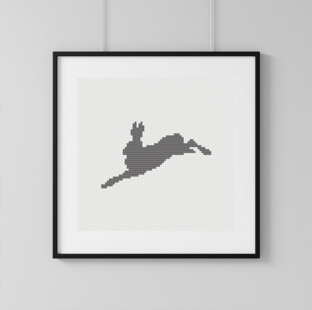 Running Hare Cross Stitch Pattern PDF - Minimalist Animal Embroidery ...