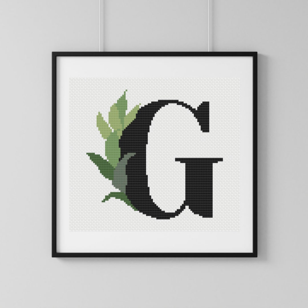 Botanical Letter G Cross Stitch Pattern PDF - Minimalist Floral ...