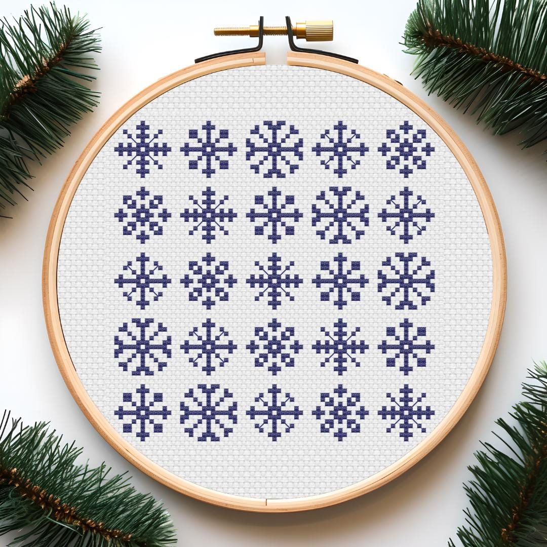 5x5 Snowflakes Cross Stitch Pattern PDF - Modern Minimalist Winter ...