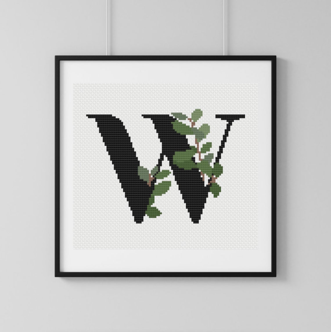 Botanical Letter W Cross Stitch Pattern PDF - Minimalist Floral ...